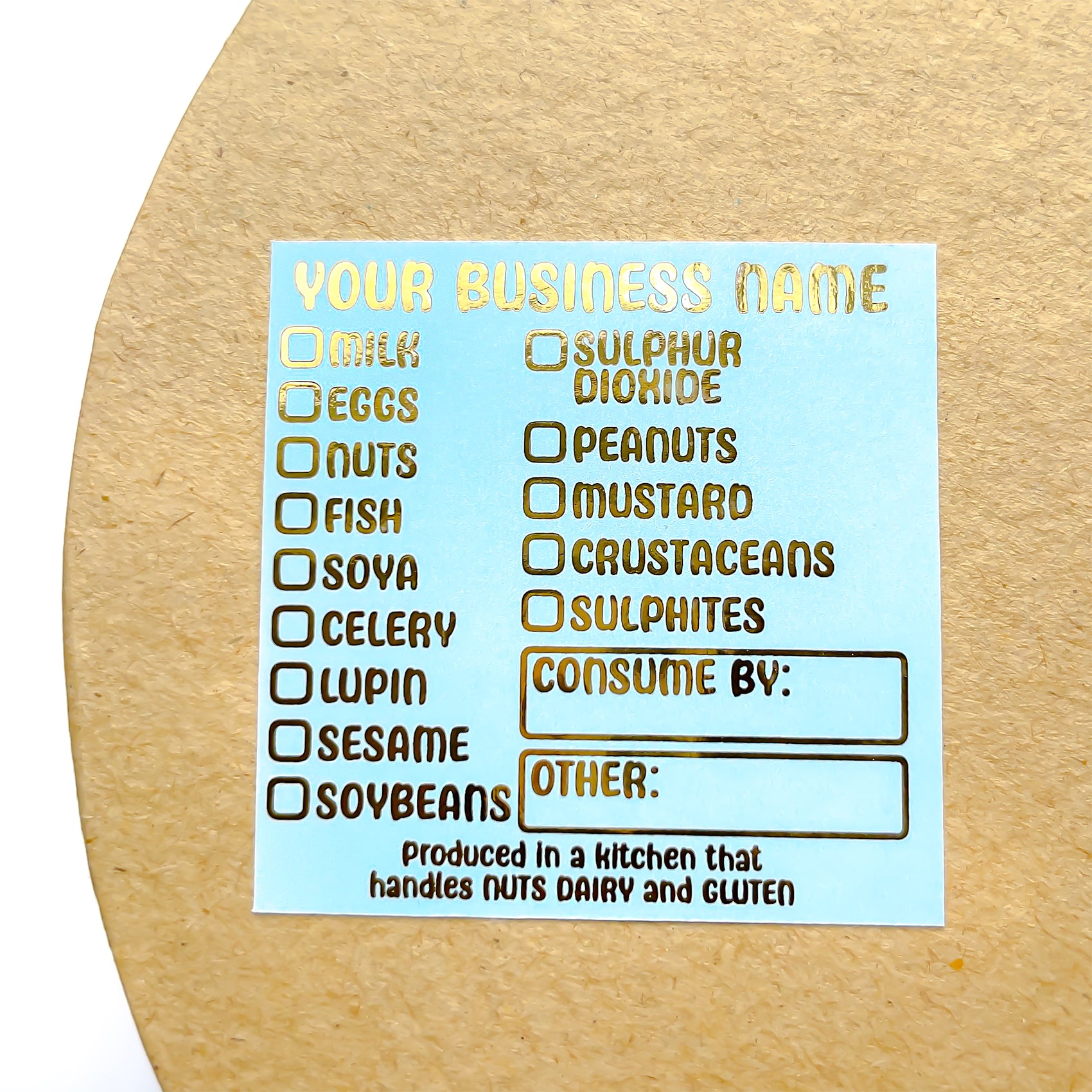 Foiled Chunky Font ALLERGEN STICKERS 14 TICK BOX SQUARE – Print Fella