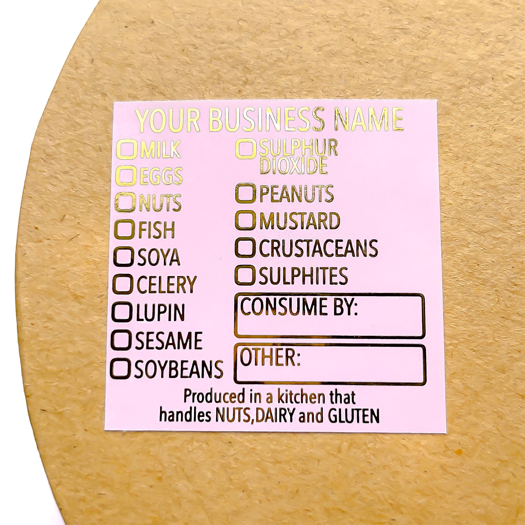 Foiled Simple Font ALLERGEN STICKERS 14 TICK BOX SQUARE – Print Fella